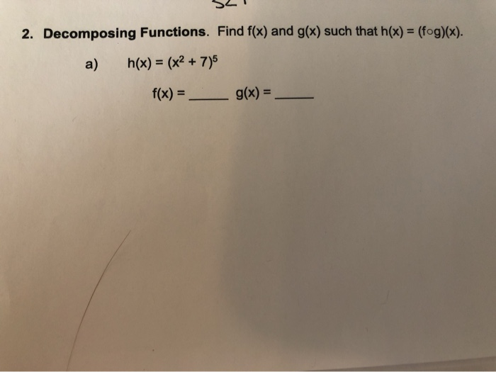 Solved 2. Decomposing Functions. Find f(x) and g(x) such | Chegg.com