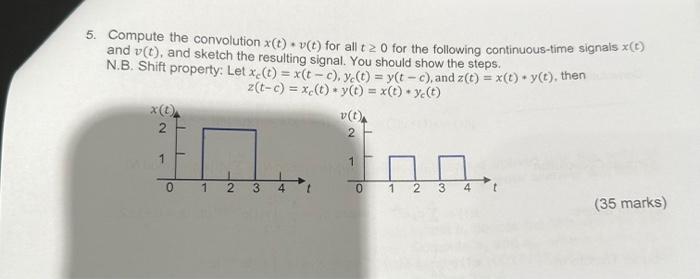 Solved 5. Compute the convolution x(t)⋅v(t) for all t≥0 for | Chegg.com