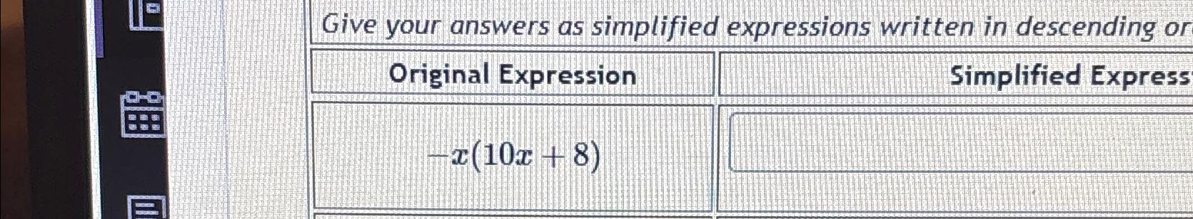 Solved Give your answers as simplified expressions written | Chegg.com