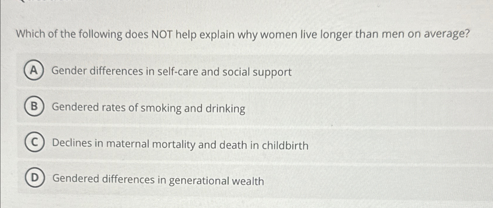 Solved Which of the following does NOT help explain why | Chegg.com