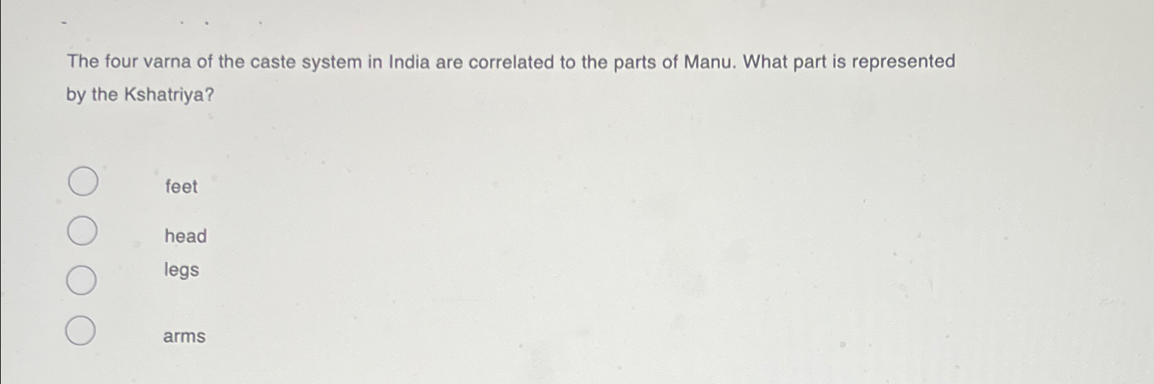 Solved The four varna of the caste system in India are | Chegg.com