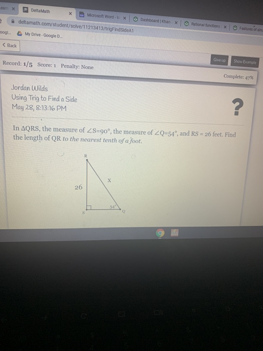 Solved In QRS, the measure of ZS=90°, the measure of ZQ=54°, | Chegg.com