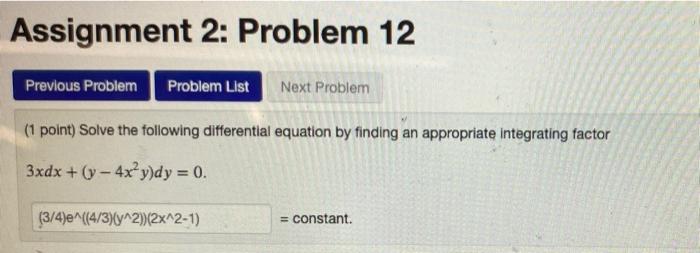 Solved Assignment 2 Problem 12 Previous Problem Problem 6354