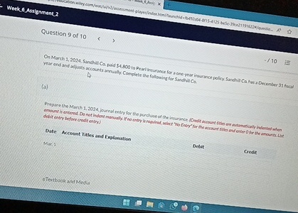 Solved Week 6 ﻿Assignment?-10(a)Mar,2DobitGedetetrotbook and | Chegg.com