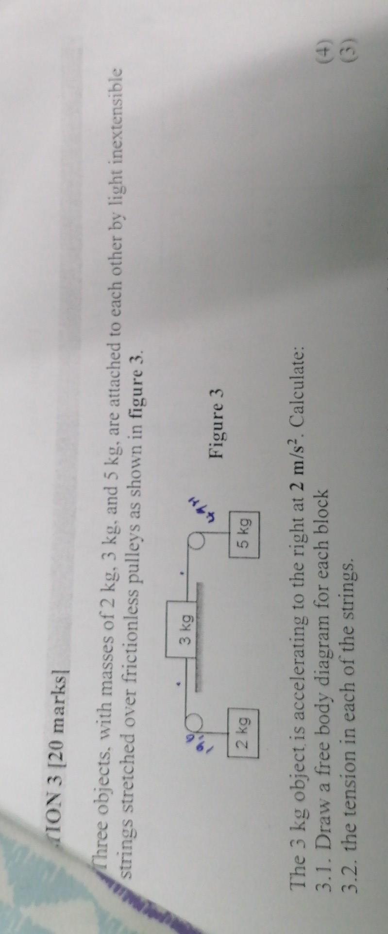 Solved Three Objects With Masses Of 2 Kg 3 Kg And 5 Kg