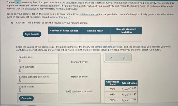 The nat V inservancy has hired you to estimate the | Chegg.com