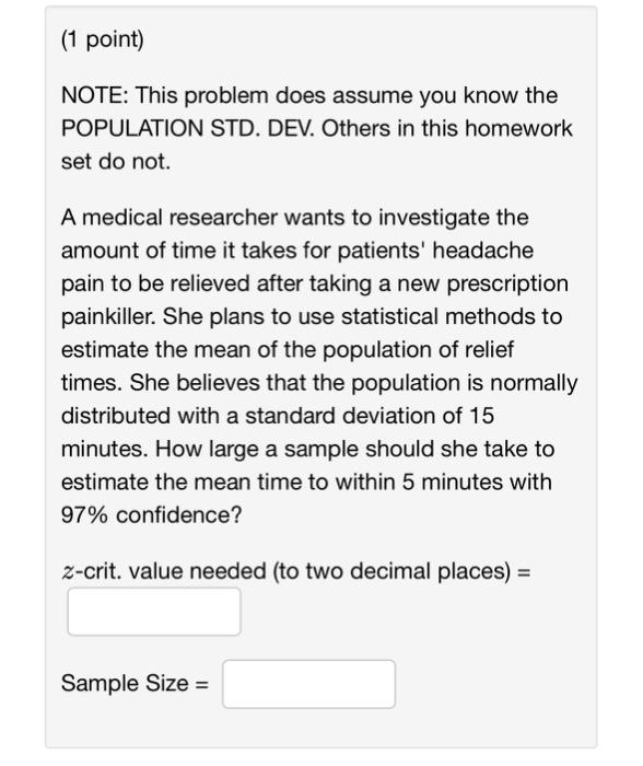 Solved (1 point) NOTE: This problem does assume you know the | Chegg.com