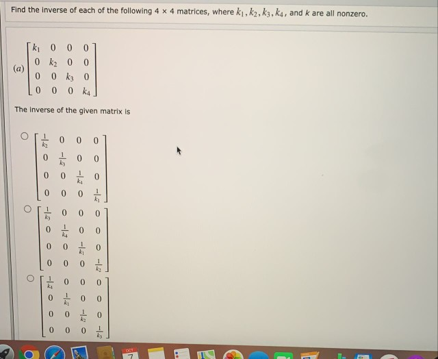 Solved Find the inverse of each of the following 4 x 4 | Chegg.com