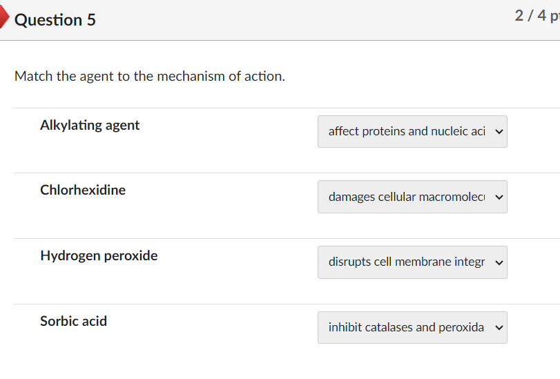 Solved Question 5Match the agent to the mechanism of | Chegg.com