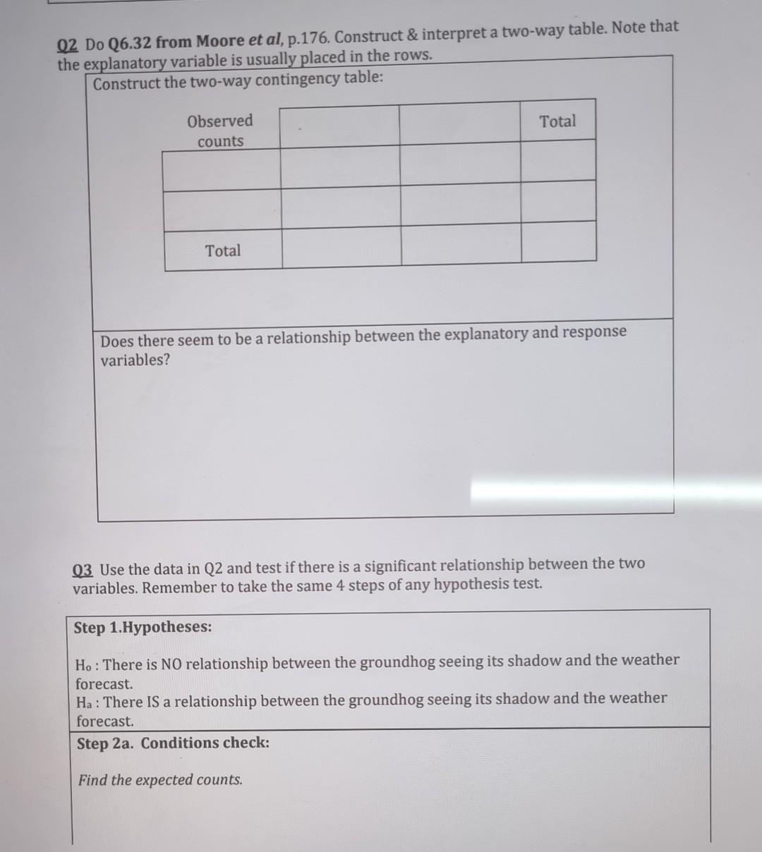 Solved Q2 Do Q6.32 from Moore et al, p.176. Construct \& | Chegg.com