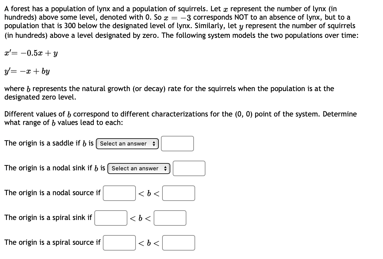 Solved A forest has a population of lynx and a population of | Chegg.com