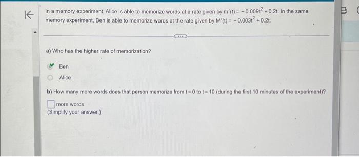 Solved In a memory experiment, Alice is able to memorize | Chegg.com
