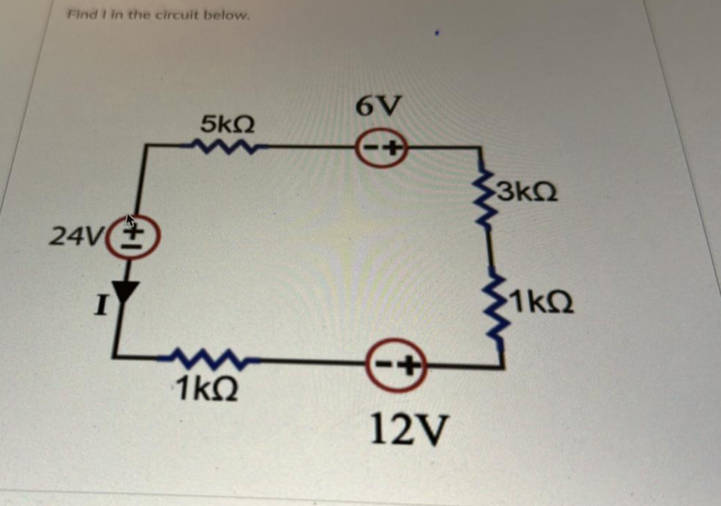Solved Find I in the circuit below Possible | Chegg.com