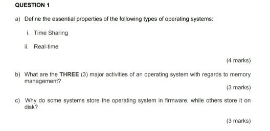Solved QUESTION 1 a) Define the essential properties of the | Chegg.com
