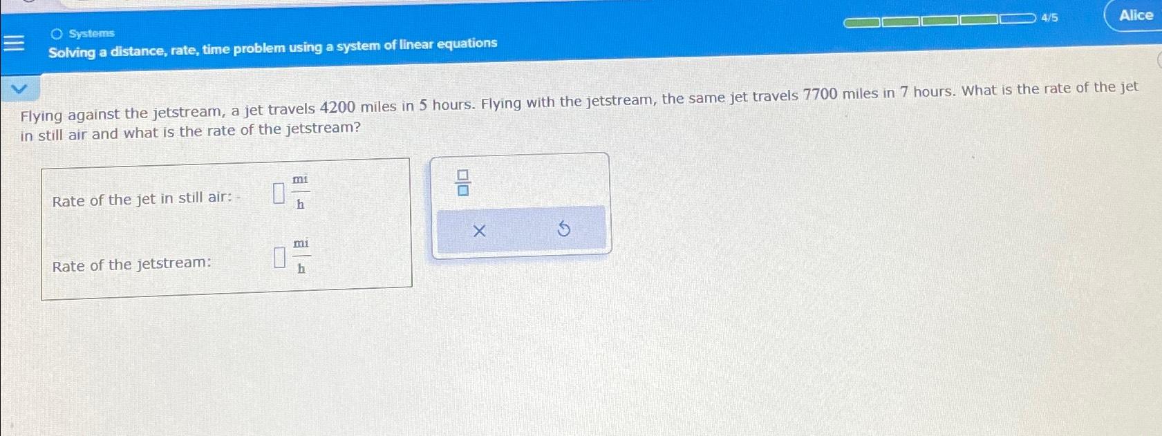 Solved SystemsSolving a distance, rate, time problem using a | Chegg.com