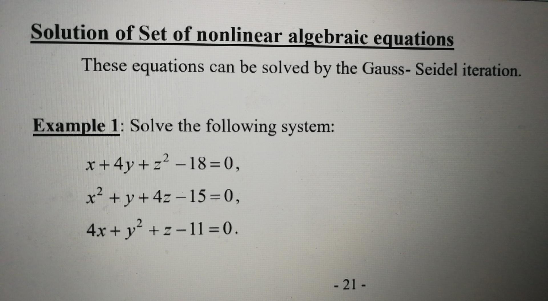 Solved Solution of Set of nonlinear algebraic equations | Chegg.com