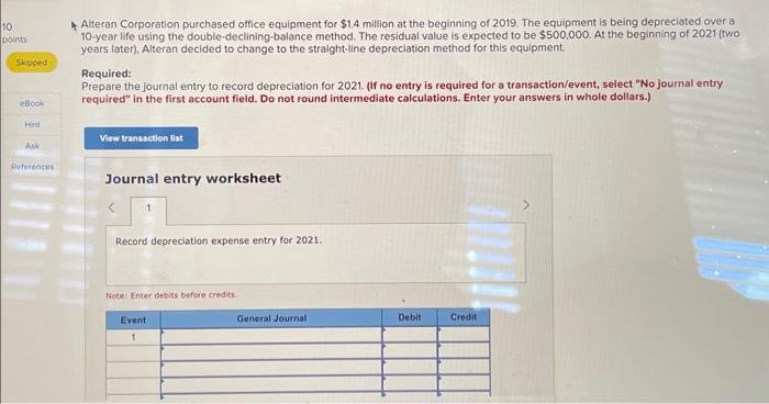 Solved Alteran Corporation purchased office equipment for | Chegg.com