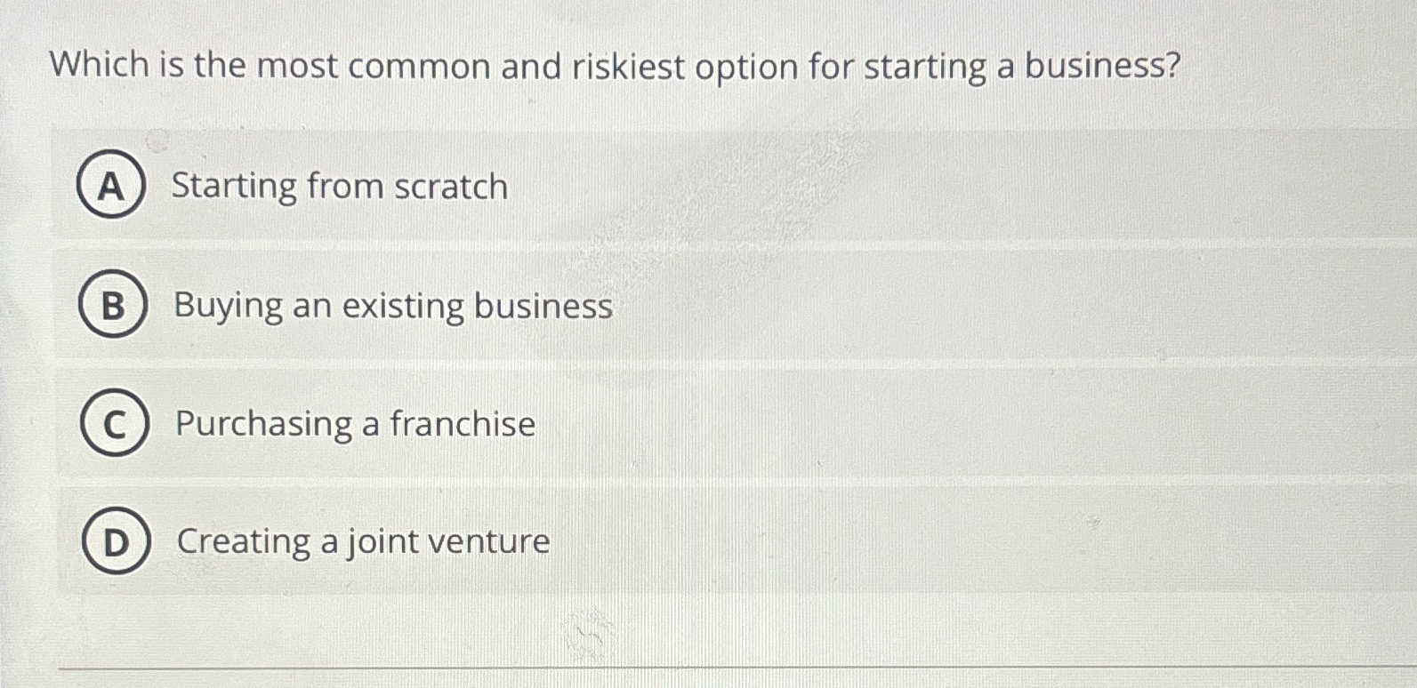 Solved Which is the most common and riskiest option for | Chegg.com
