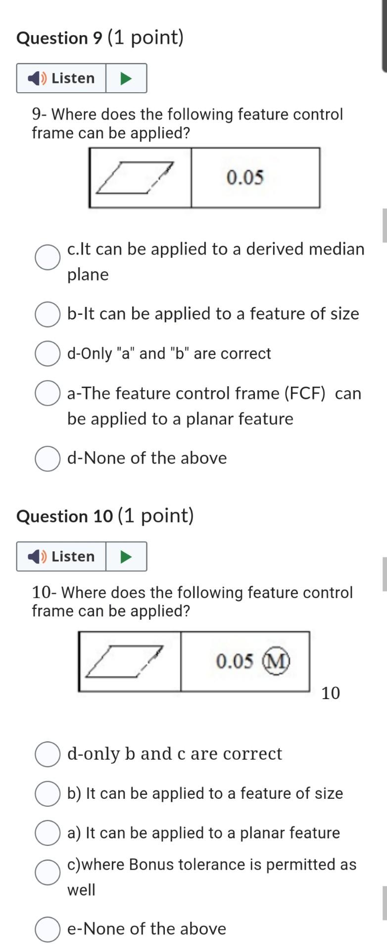 Solved 9- Where does the following feature control frame can | Chegg.com