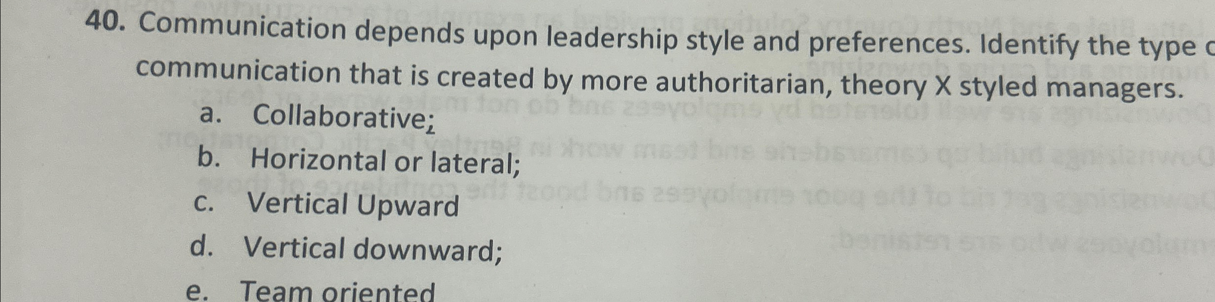 Solved Communication depends upon leadership style and | Chegg.com