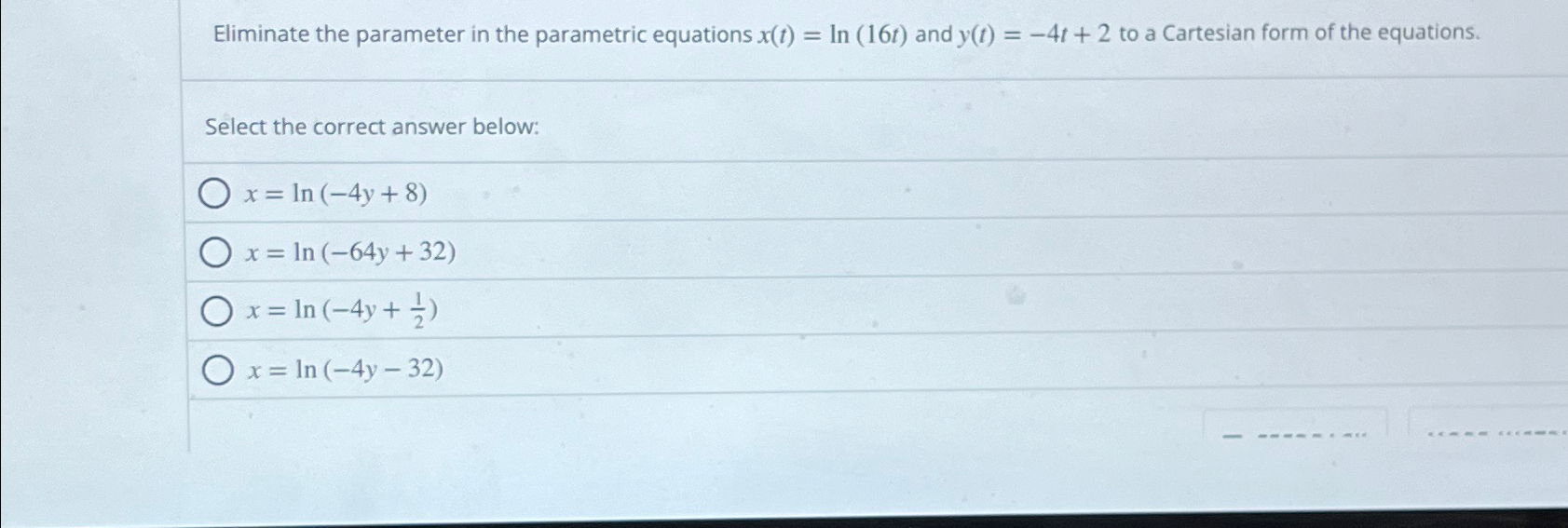 Solved Eliminate the parameter in the parametric equations | Chegg.com