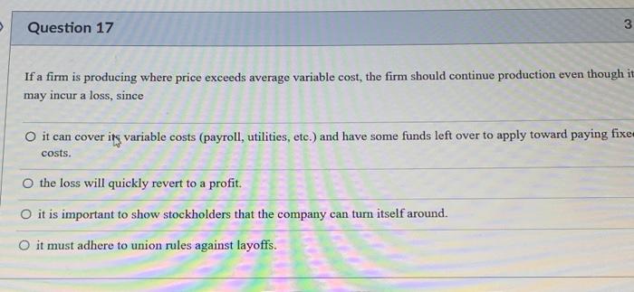 Solved If a firm is producing where price exceeds average | Chegg.com