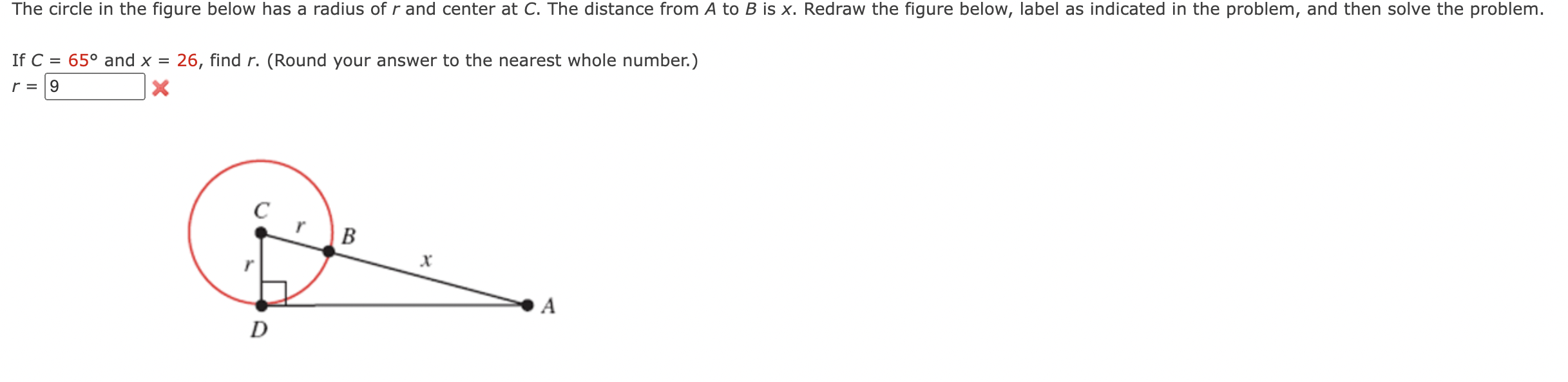 Solved The circle in the figure below has a radius of r ﻿and | Chegg.com
