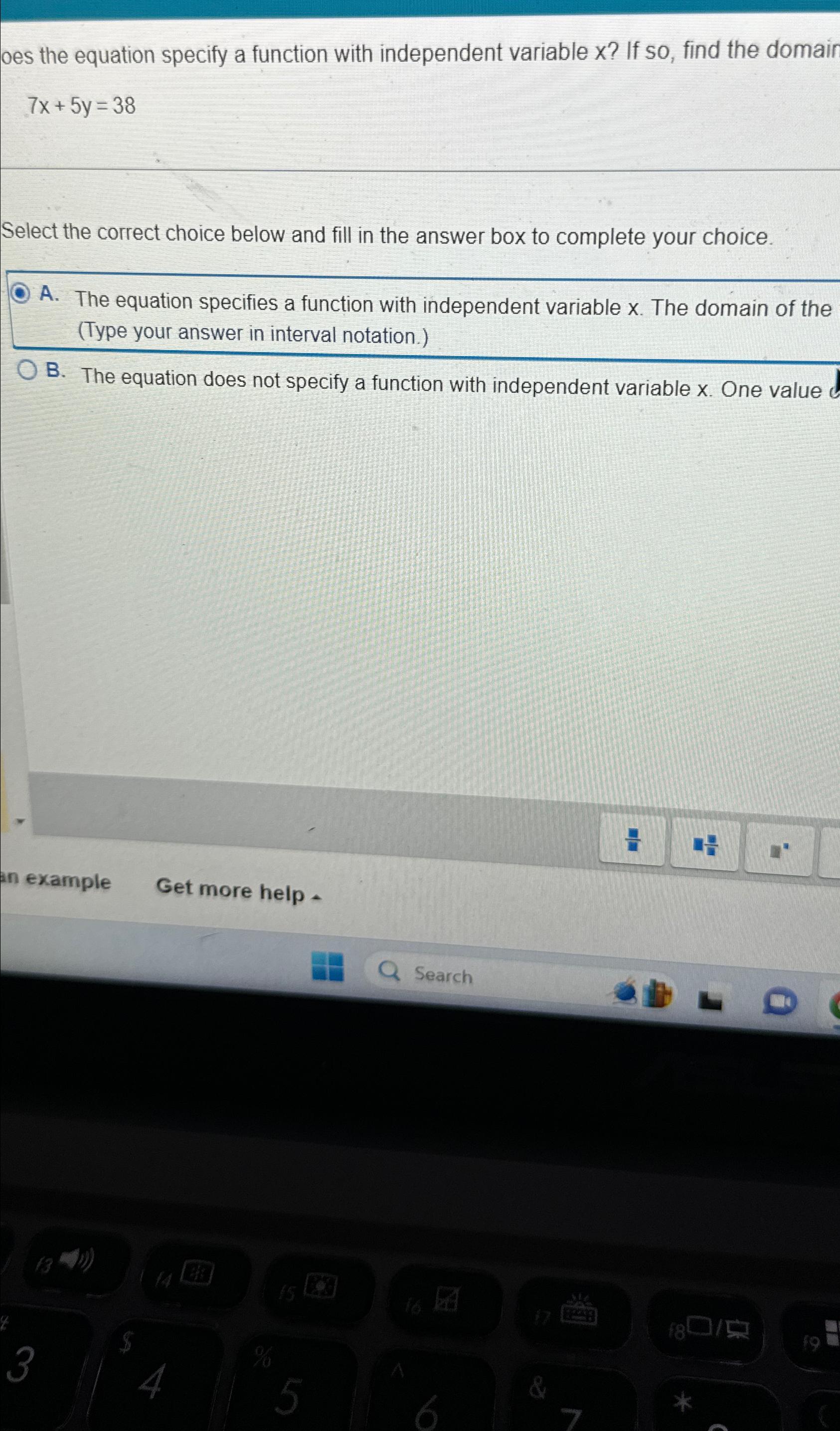 Solved oes the equation specify a function with independent | Chegg.com