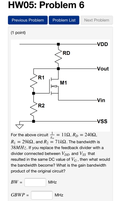 Solved HWO5: Problem 6 Previous Problem Problem List (1 | Chegg.com