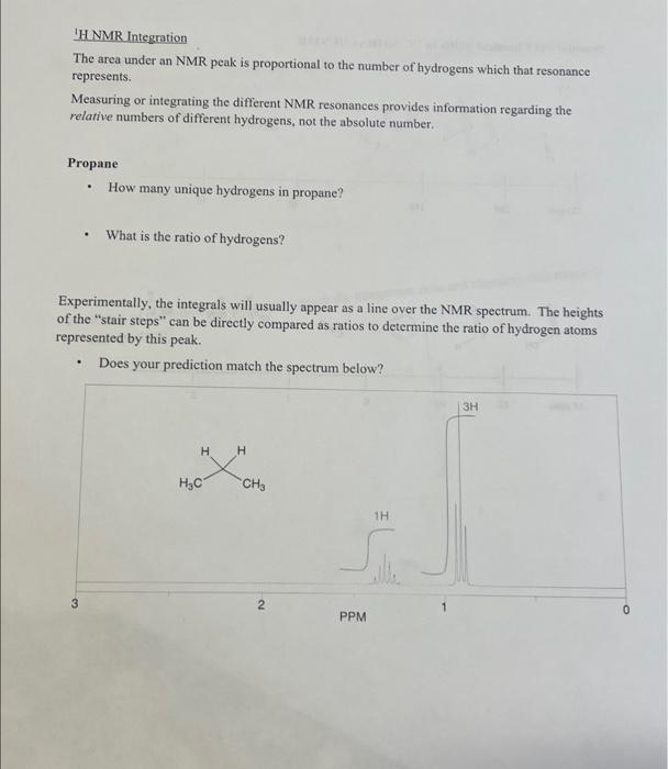 Solved IH NMR Integration The area under an NMR peak is | Chegg.com