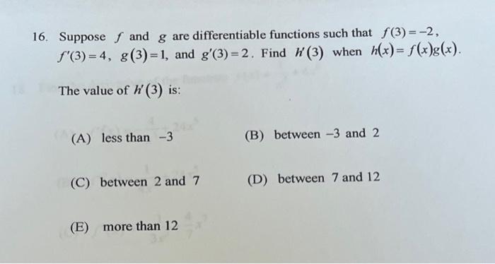 Solved 6. Suppose f and g are differentiable functions such | Chegg.com