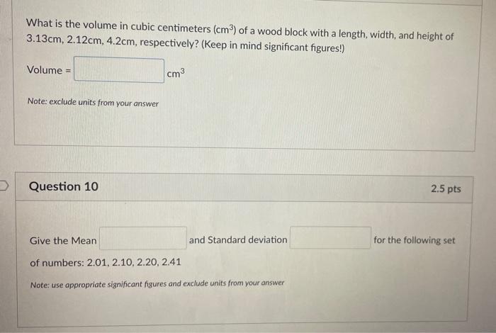 Solved What is the volume in cubic centimeters (cm) of a | Chegg.com