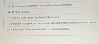 Solved Task-oriented rather than relationship-oriented | Chegg.com