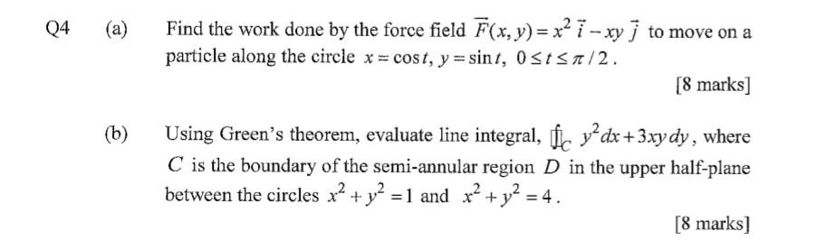 Solved (a) Find the work done by the force field | Chegg.com