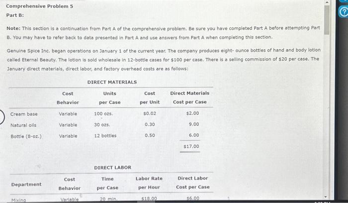 Solved Comprehensive Problem 5 Part B: Note: This section is | Chegg.com