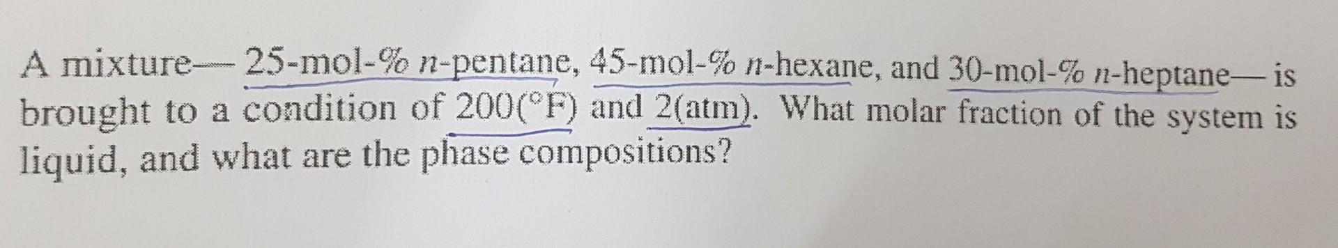 Solved A mixture-25-mol-\% n-pentane, 45-mol-\% n-hexane, | Chegg.com
