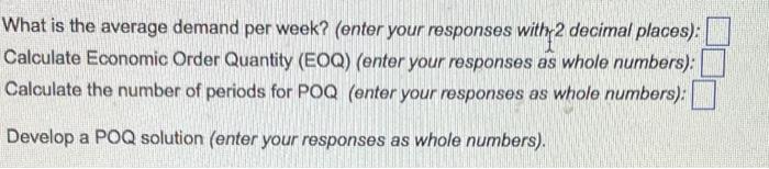 Solved Develop a EOQ solution and calculate the total | Chegg.com