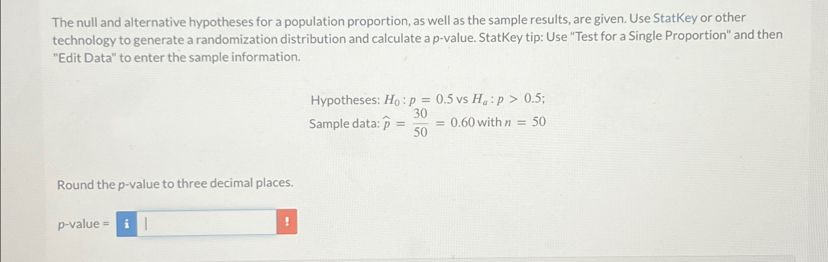 Solved The null and alternative hypotheses for a population | Chegg.com