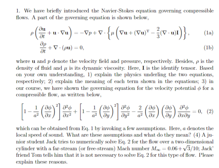 Solved We have briefly introduced the Navier-Stokes equation | Chegg.com