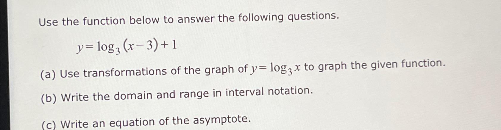 Solved Use the function below to answer the following | Chegg.com