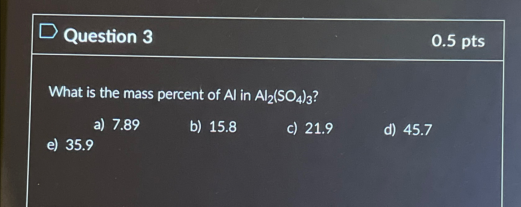 Solved Question 30.5ptsWhat is the mass percent of Al ﻿in | Chegg.com