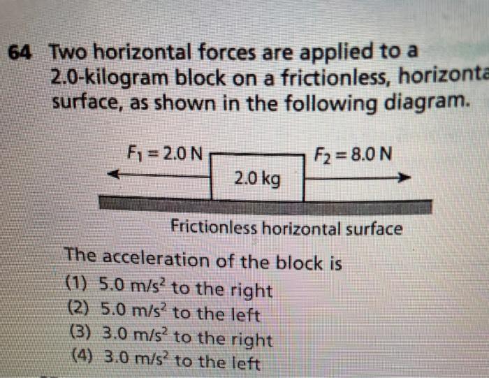 Solved 64 Two horizontal forces are applied to a | Chegg.com