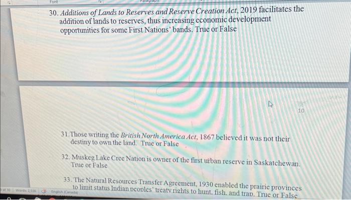 30. Additions of Lands to Reserves and Reserve | Chegg.com