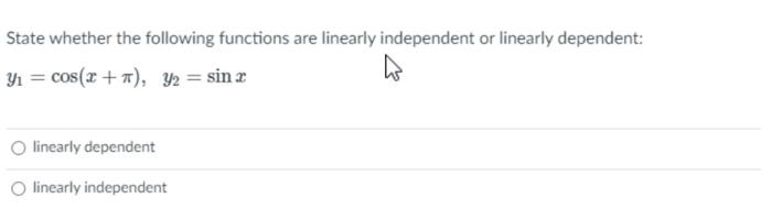 Solved State whether the following functions are linearly | Chegg.com