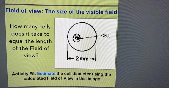 Field of view: The size of the visible field How many | Chegg.com
