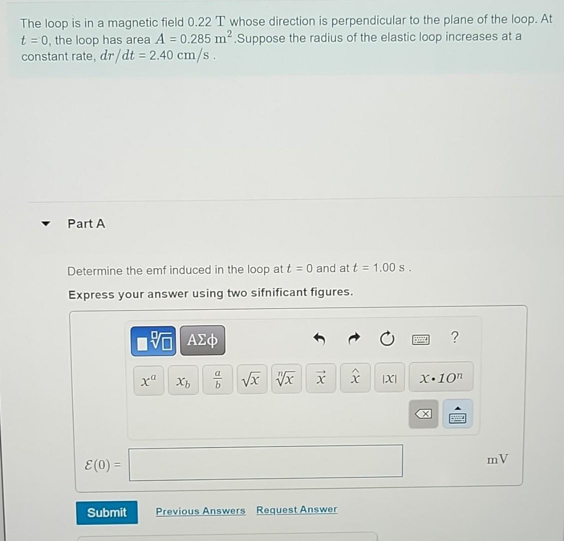 Solved The loop is in a magnetic field 0.22 T whose | Chegg.com