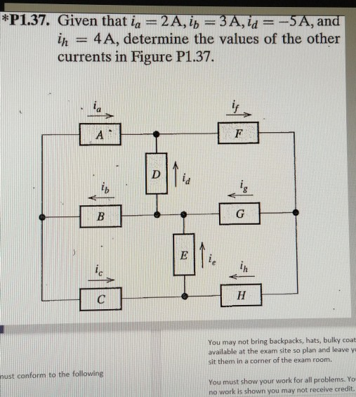 Solved *P1.37. Given that ia = 2 A, ip =3A, id = -5A, and in | Chegg.com