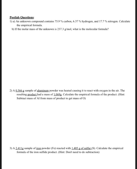 Solved Lab 5: Empirical Formula of a Compound Name Drawer# | Chegg.com