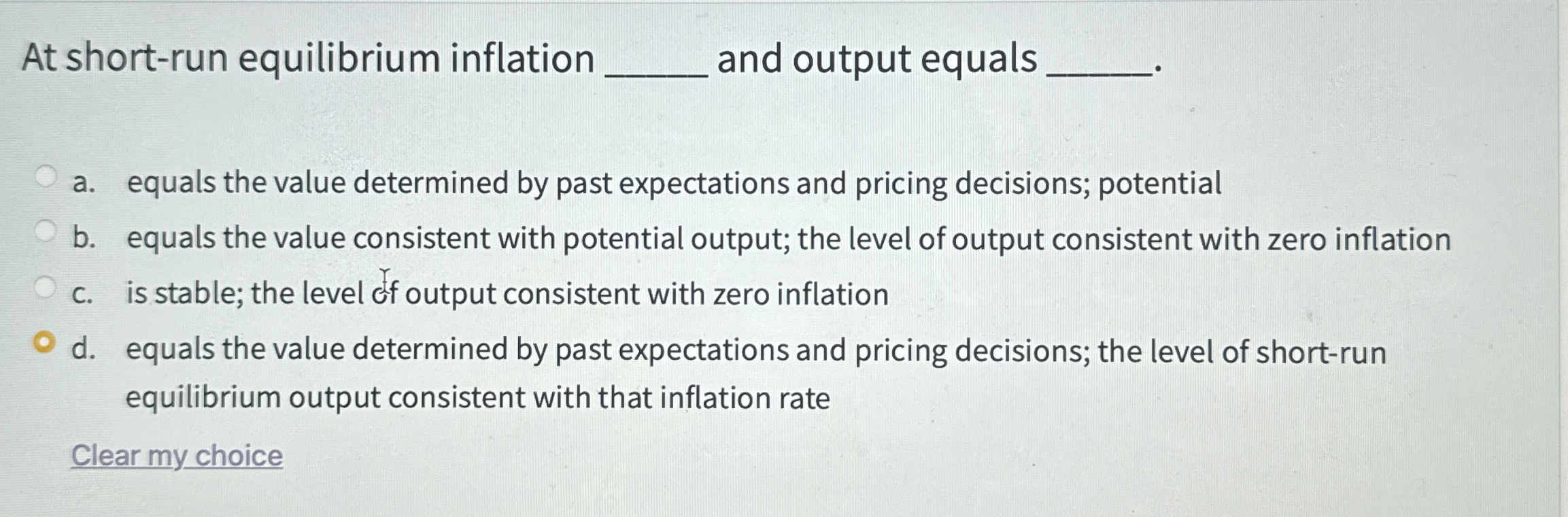 Solved At short-run equilibrium inflation q, ﻿and output | Chegg.com