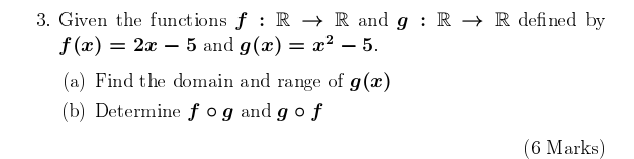 Solved 3. Given the functions f:R→R and g:R→R defined by | Chegg.com